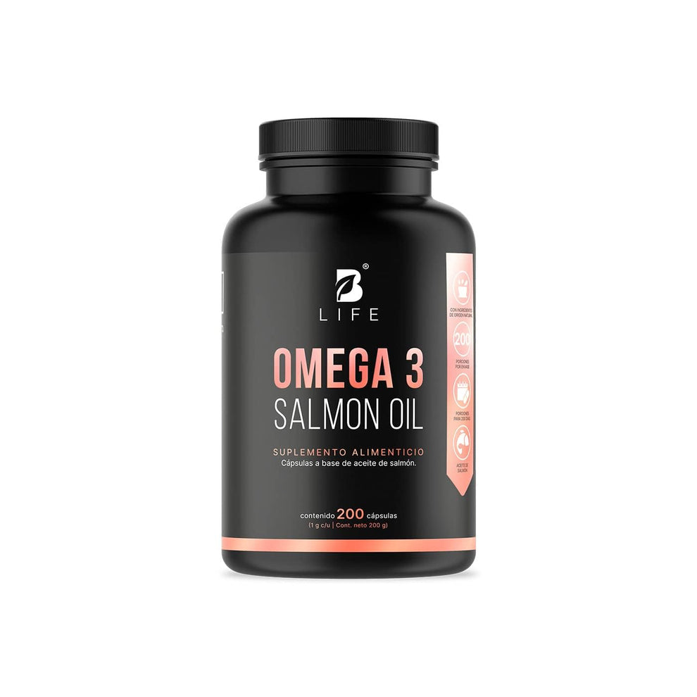 Aceite Omega 3 B Life Salmón Puro 200 Cápsulas 1000 mg Ingredientes Na ...