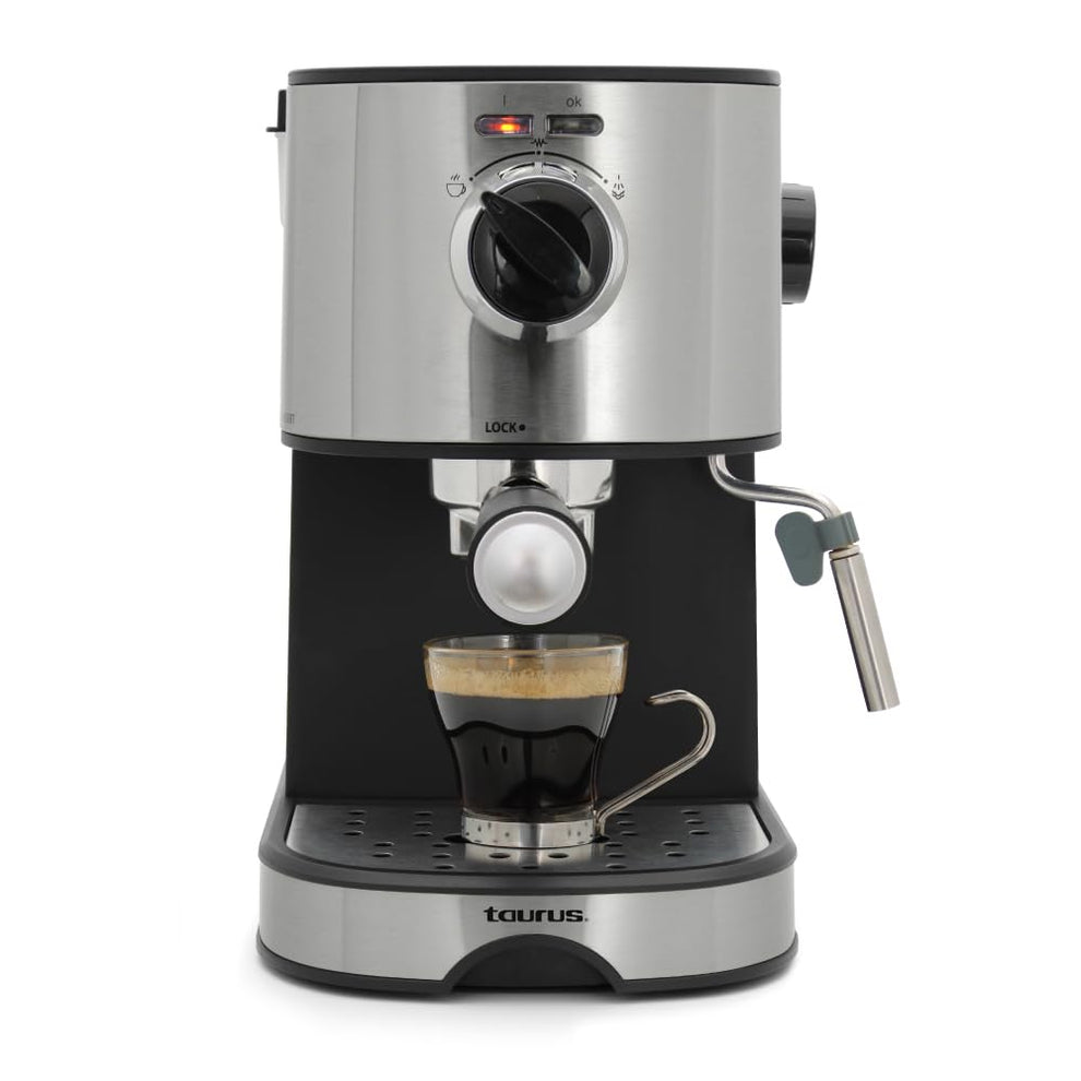 Cafetera TAURUS EUFORIA Acero Inoxidable 20 Bares con Espumador de Lec ...