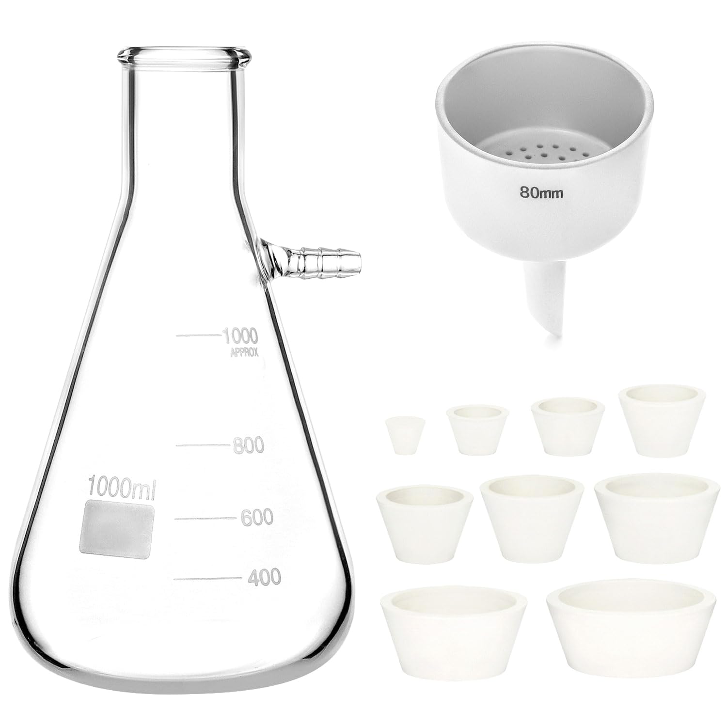 Juego de Embudo QWORK Vidrio Borosilicato 1000 ml 80 mm para Filtrar P ...