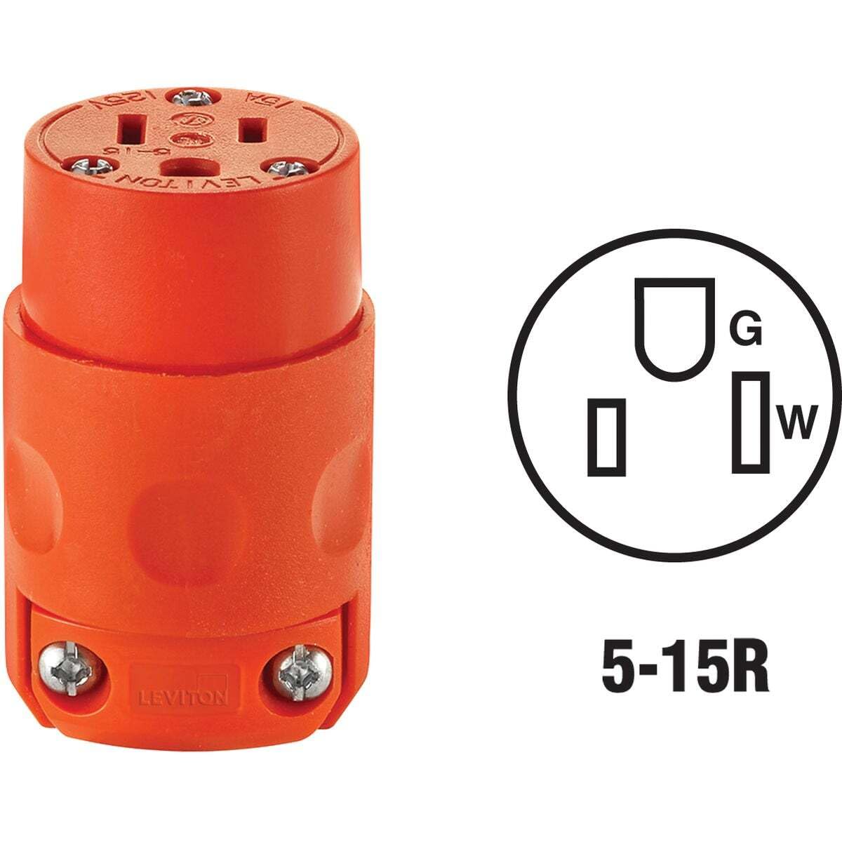 Leviton 515CV-000 Conector de PVC, Entrada recta, 15Amp, 125V, color N ...