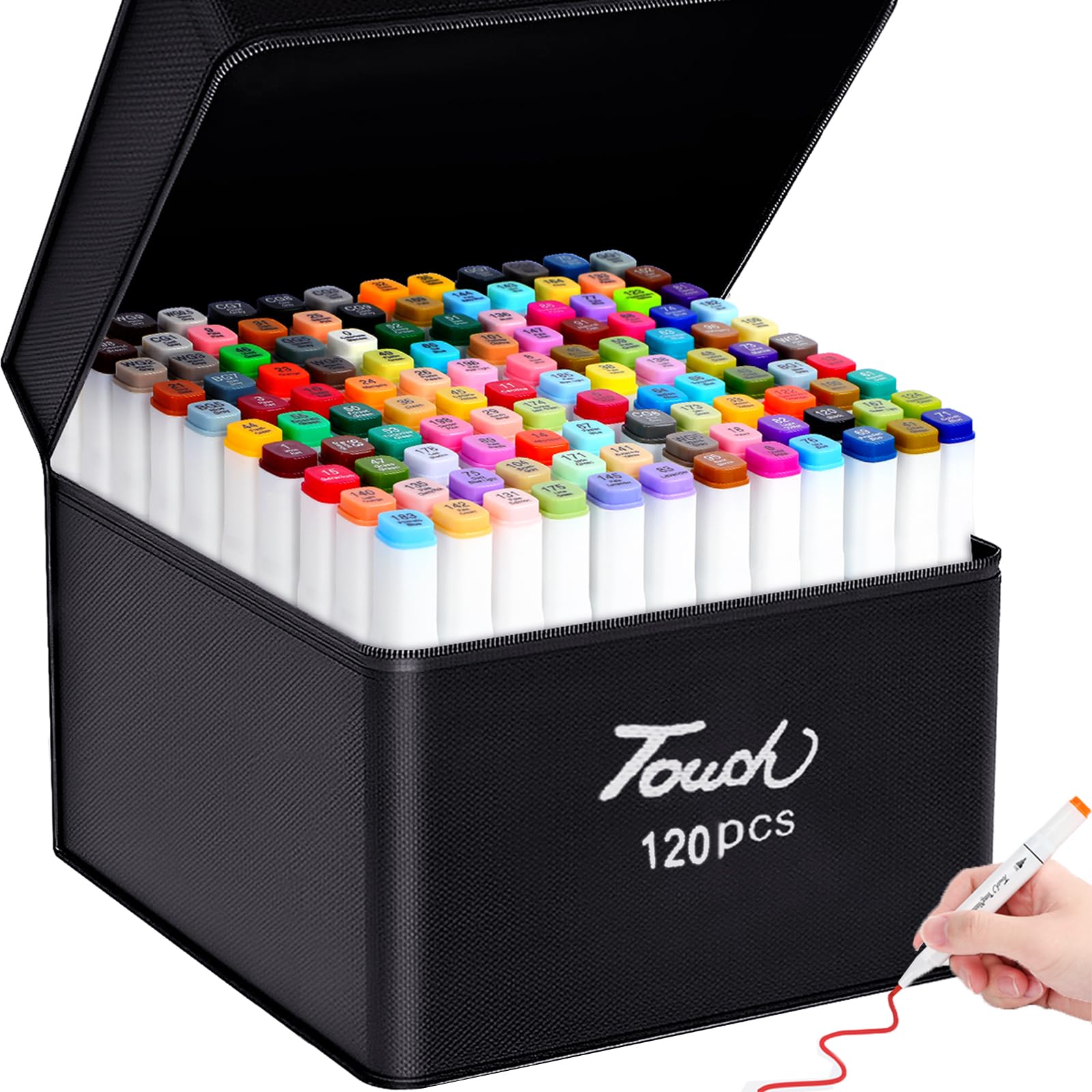 NACOOL 120Colores Plumones Doble Punta Pincel,120 coloresplumones dobl ...